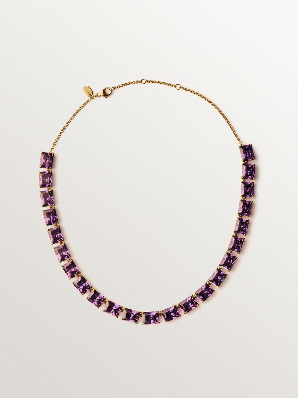 Yellow gold-plated necklace with purple crystals | Jewelry | Aristocrazy