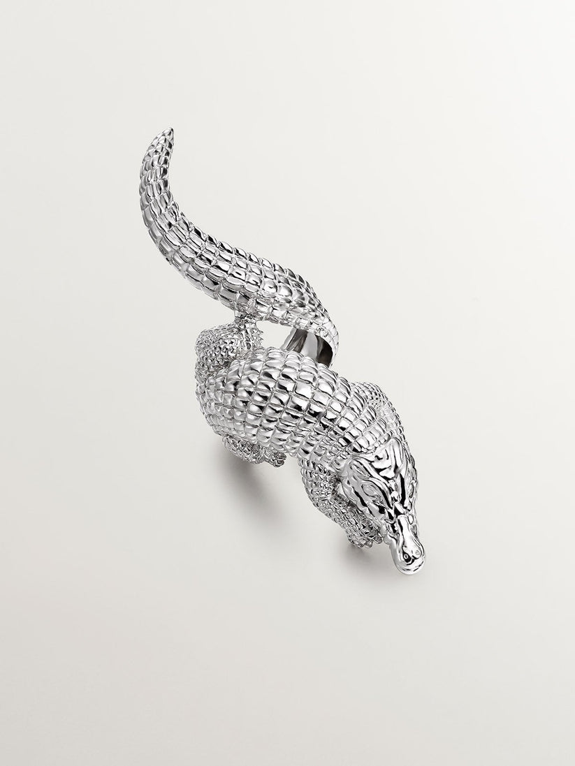Large 925 silver ring in the shape of a crocodile | Jewelry | Aristocrazy